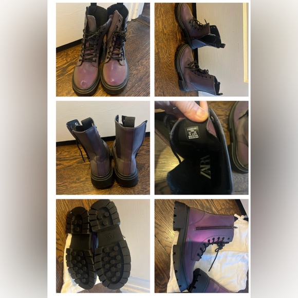 Zara | Shoes | Zara Plum Combat Boots | Poshmark